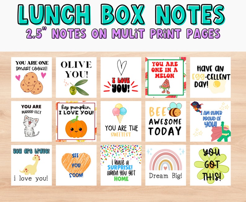 Printable Lunchbox Notes for Kids and Preschool. Boys & Girls ...