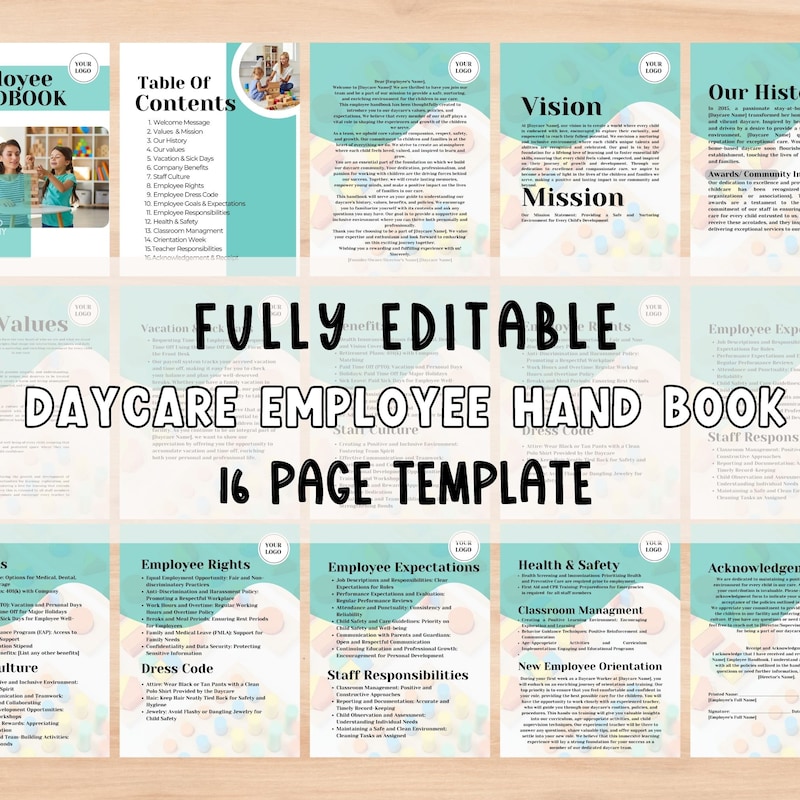 Daycare Employee Handbook - Etsy