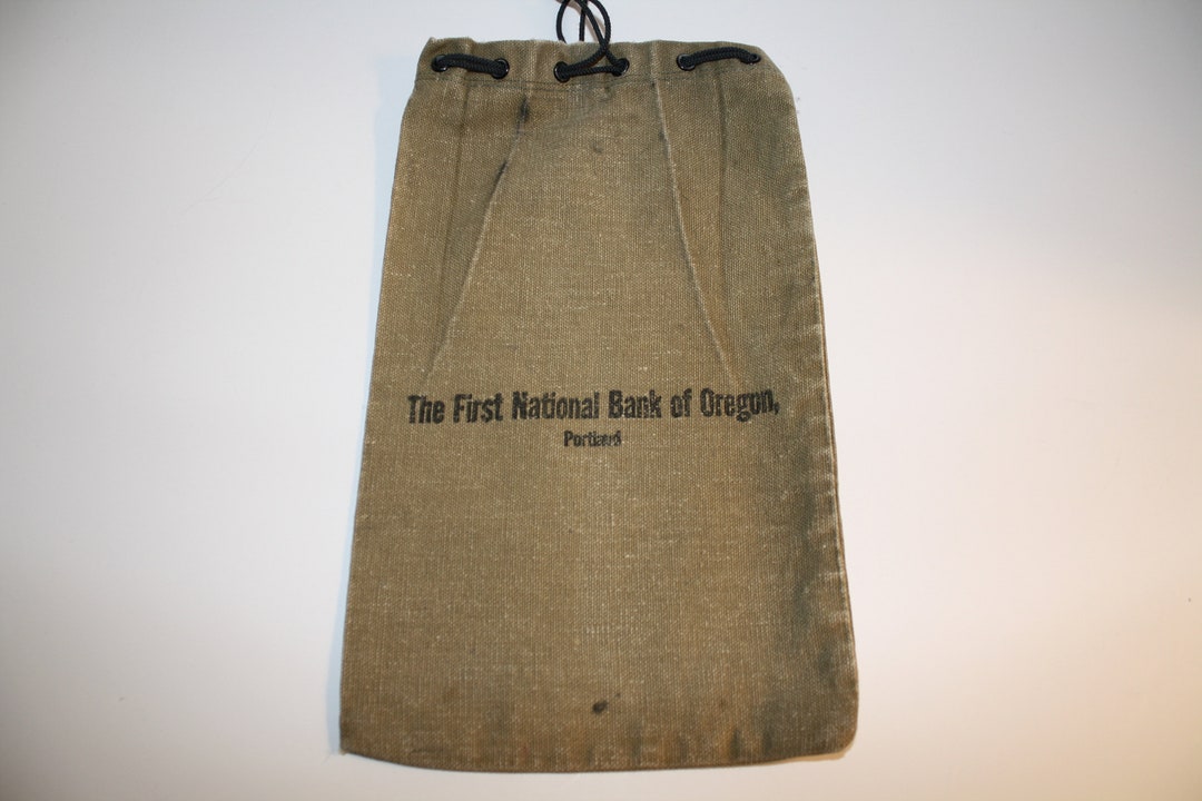 VINTAGE, Canvas Bank Bag, Mid-century, First National Bank of Oregon ...