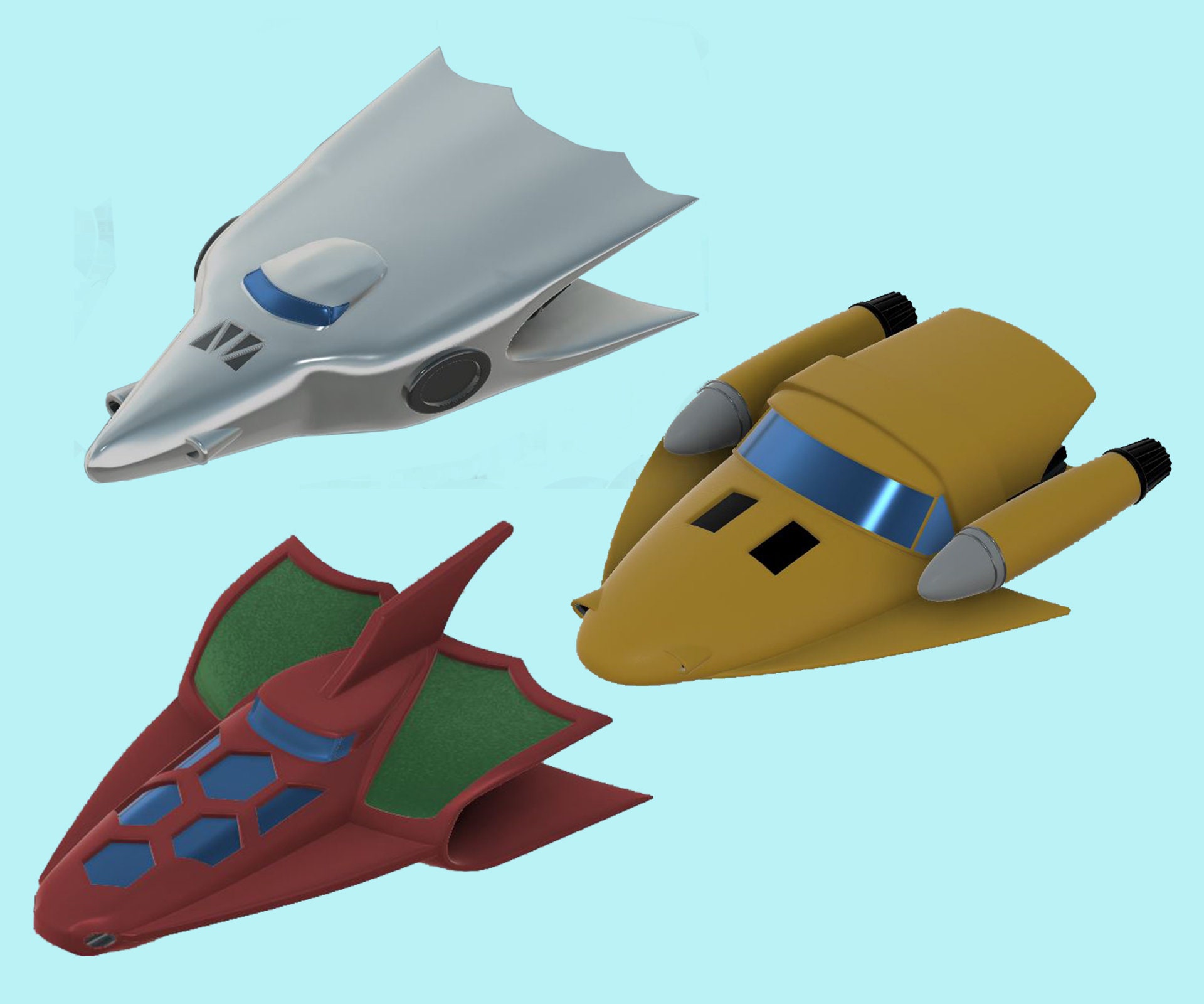 3D Model Getter Robot Eagle Bear and Jaguar Spacecraft Set for 3D ...