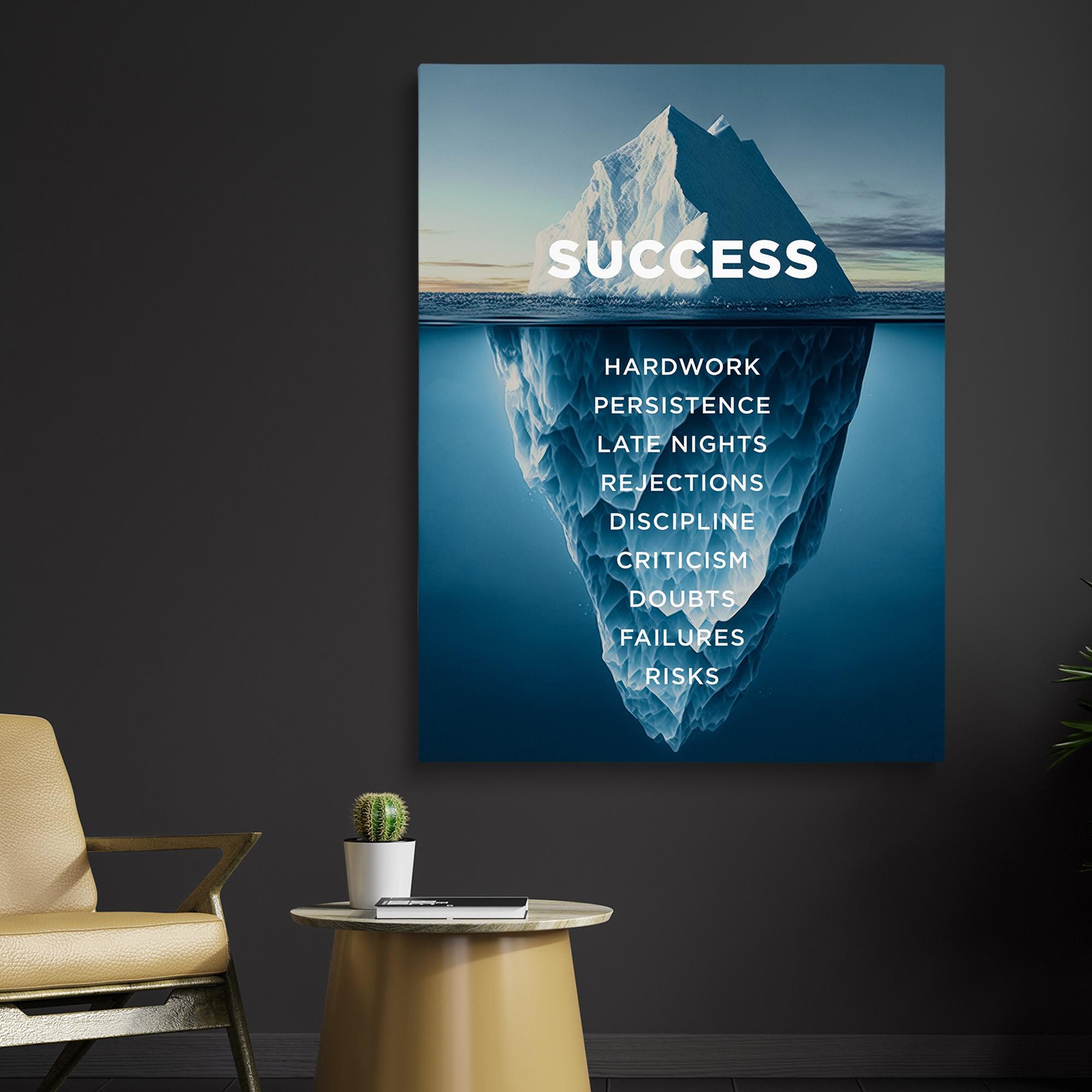 Motivational Decor, Motivational Print, Success Iceberg, Digital ...