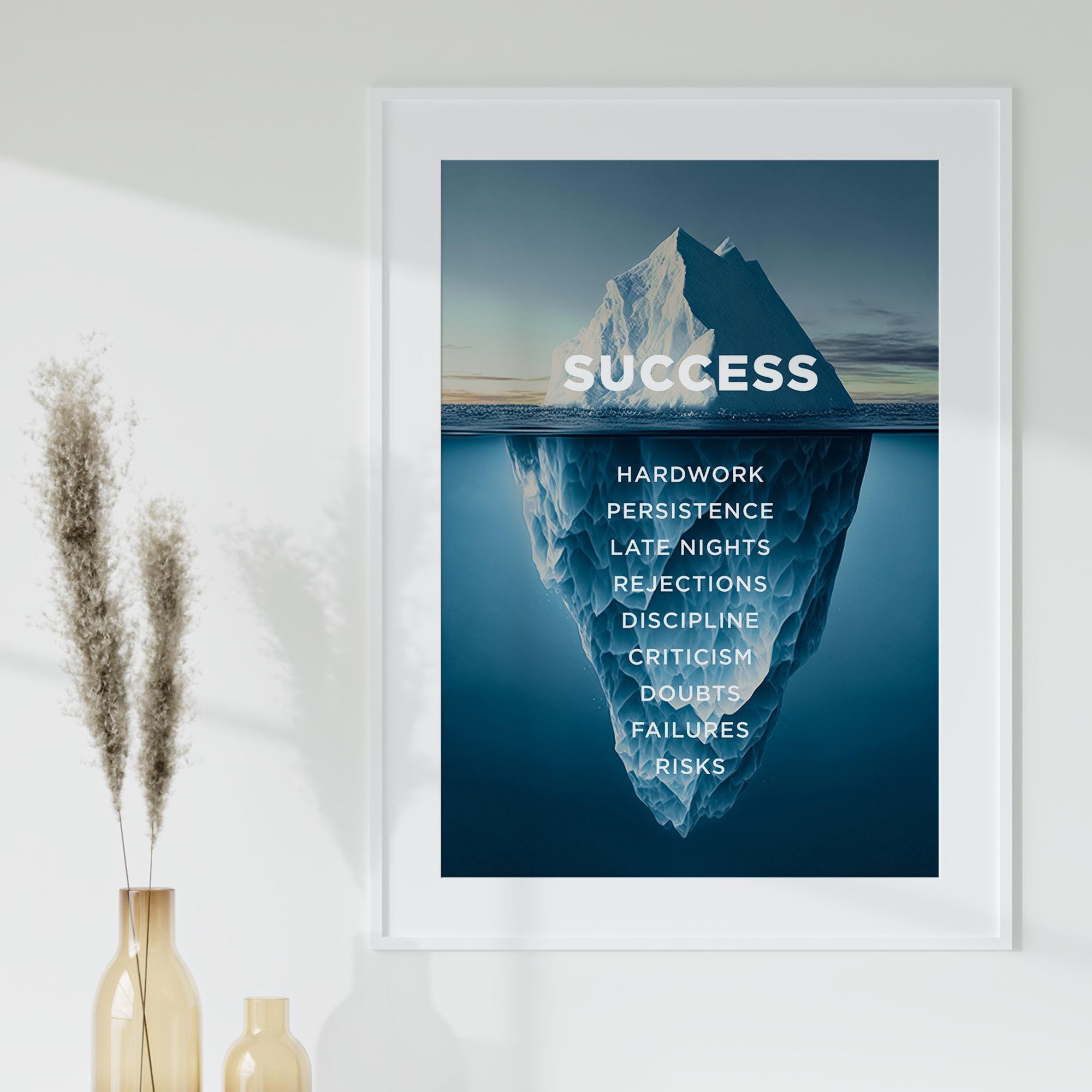 Motivational Decor, Motivational Print, Success Iceberg, Digital ...