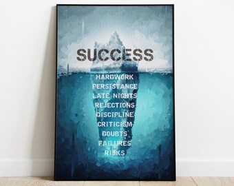 Motivational Decor, Motivational Print, Success Iceberg, Digital ...