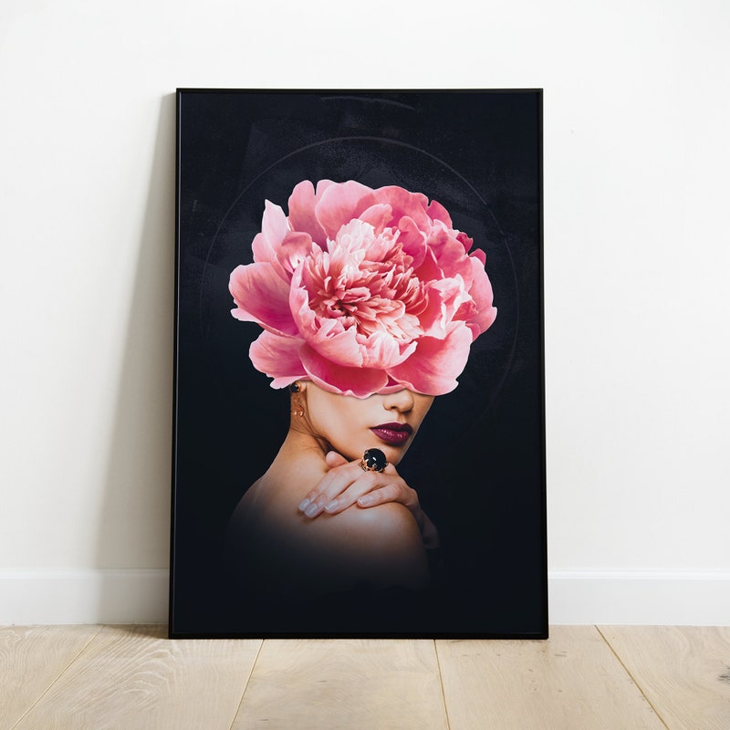 Glasbilder frau mit blumenkopf - Etsy.de