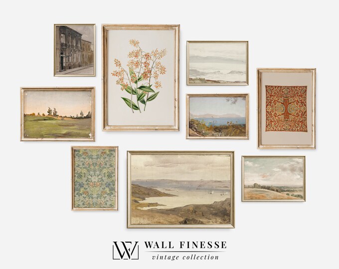 Printable Vintage Gallery Wall Art SET, Warm Aesthetic Decor, Eclectic ...