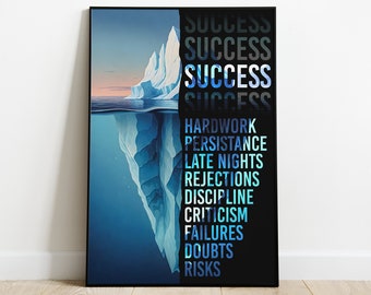 Motivational Decor, Motivational Print, Success Iceberg, Digital ...