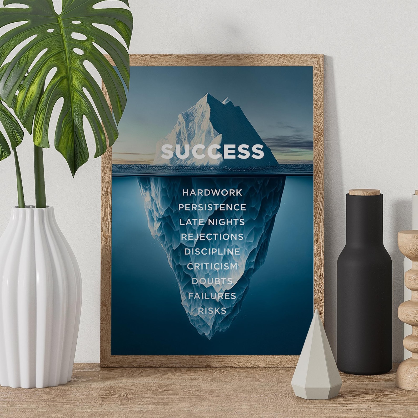 Motivational Decor, Motivational Print, Success Iceberg, Digital ...