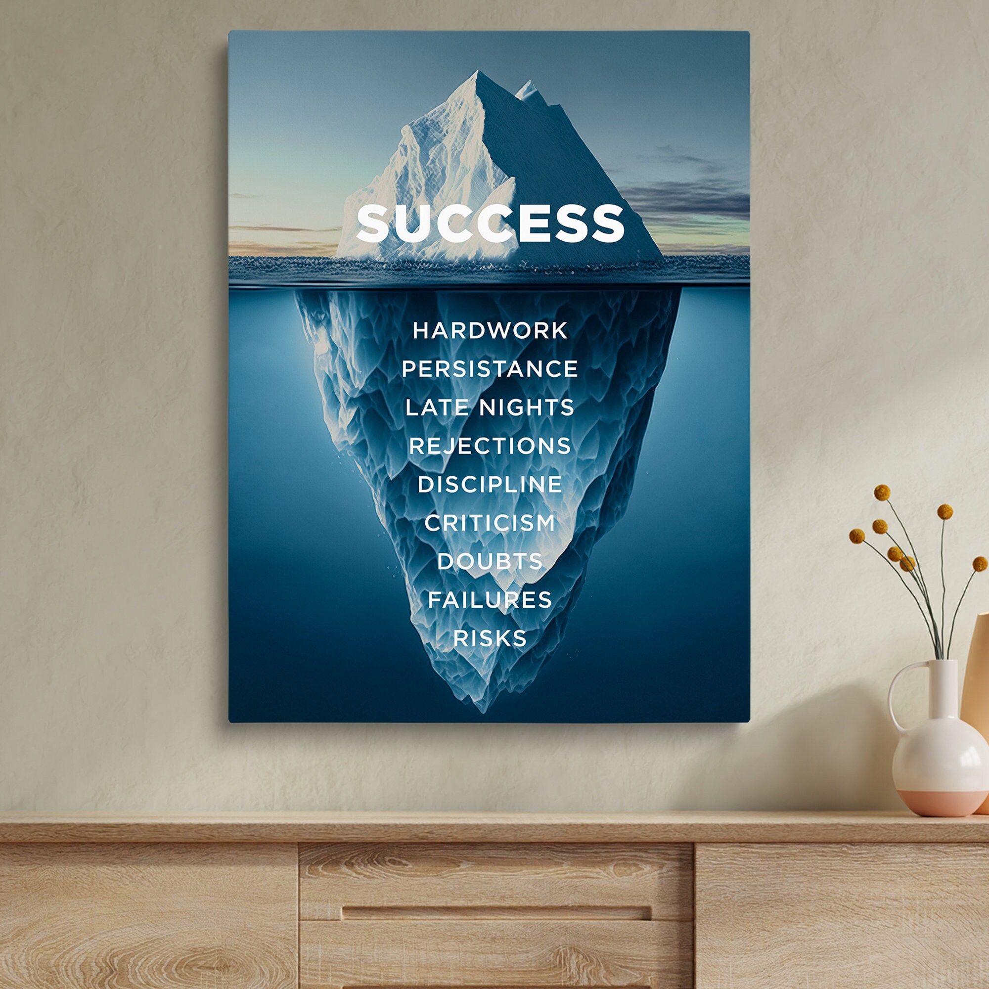 Motivational Decor, Motivational Print, Success Iceberg, Digital ...