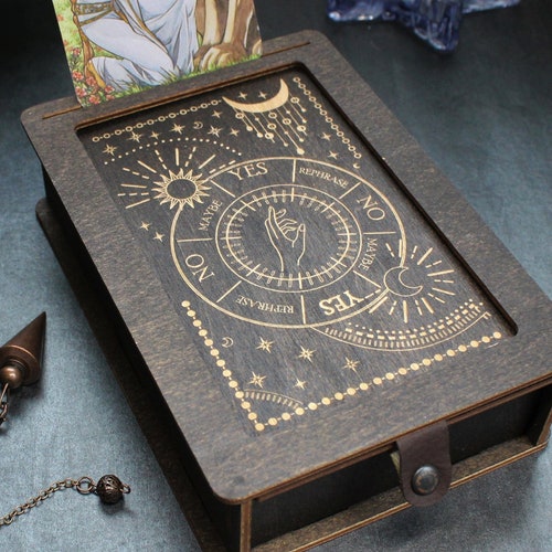 Double Tier Tarot Deck Box With a Pendulum Board Lid. Tarot - Etsy