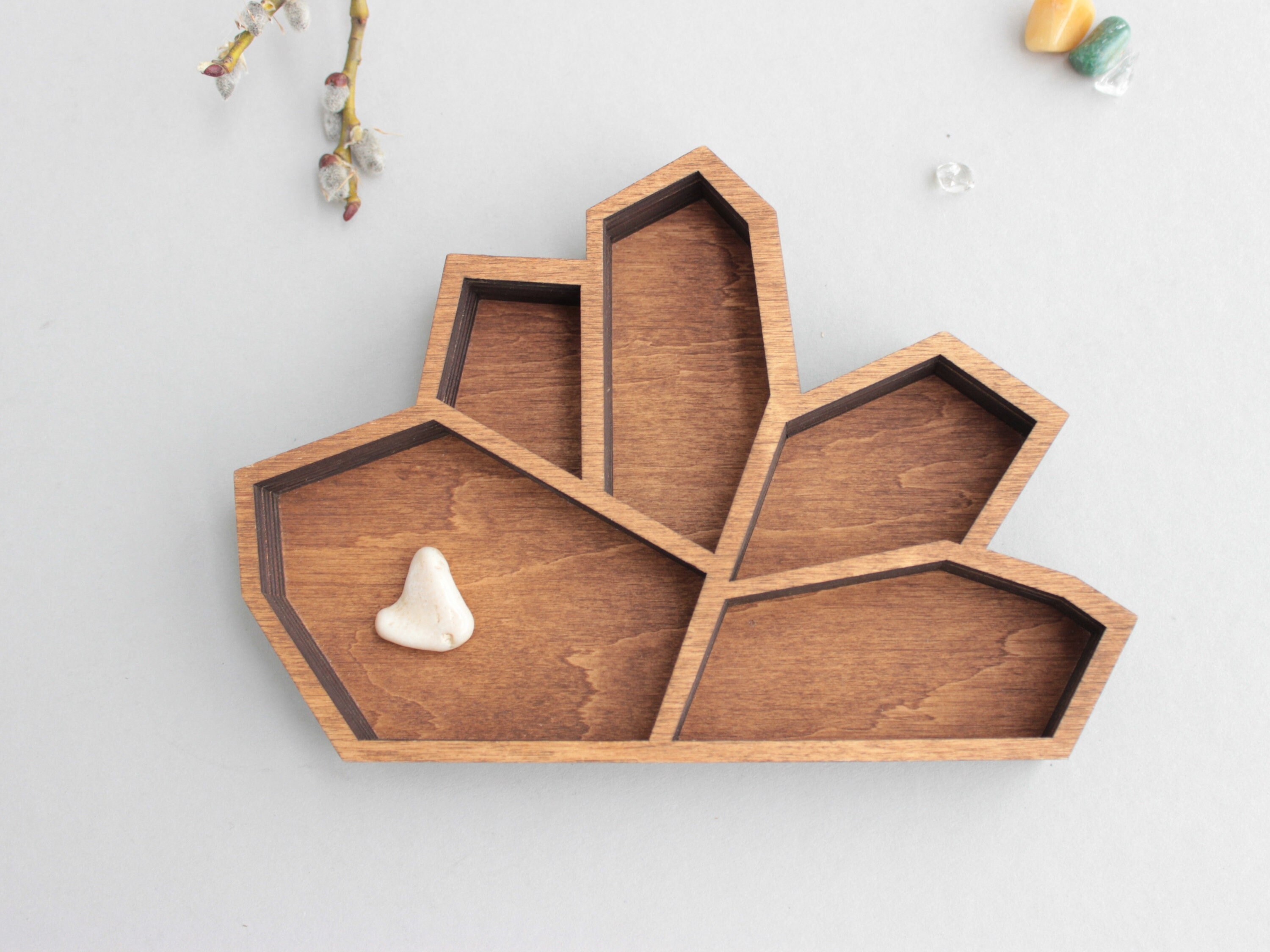 Small Crystal Tray / Wooden Tray Crystal Storage / Tumbled - Etsy
