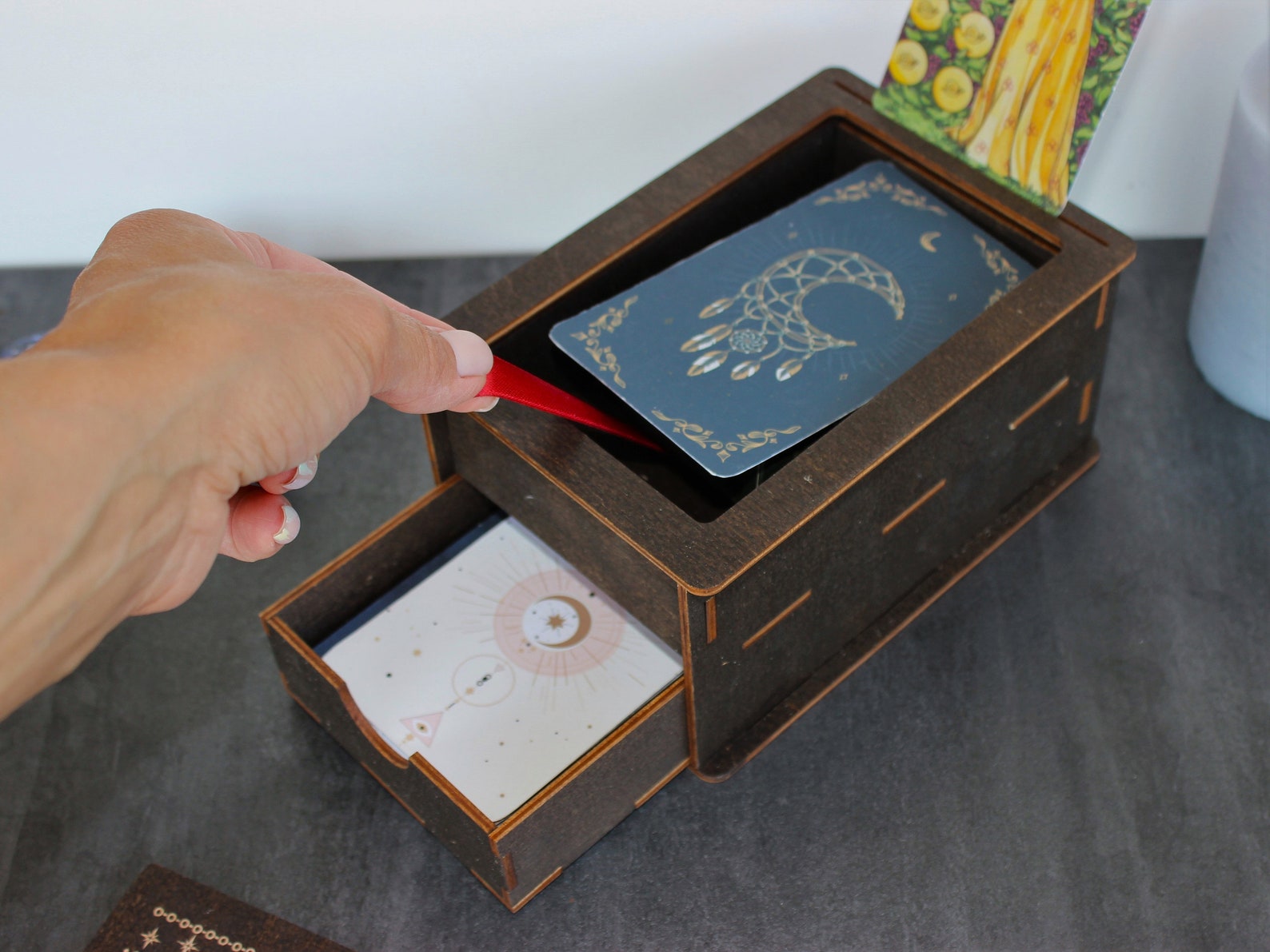Double Tier Tarot Deck Box With a Pendulum Board Lid. Tarot - Etsy