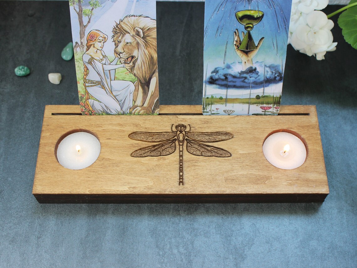 Dragonfly Oracle / Tarot Card Holder. Three Cards Altar Stand - Etsy