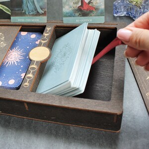 Double Oracle or Large Tarot Deck Box With Lid Moon Phases Hummingbirds ...