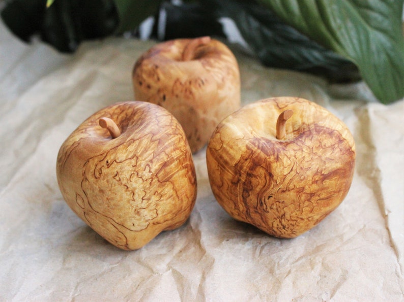 Wooden Apples Carved Wood Fruit Teacher Gifts. Decorative - Etsy