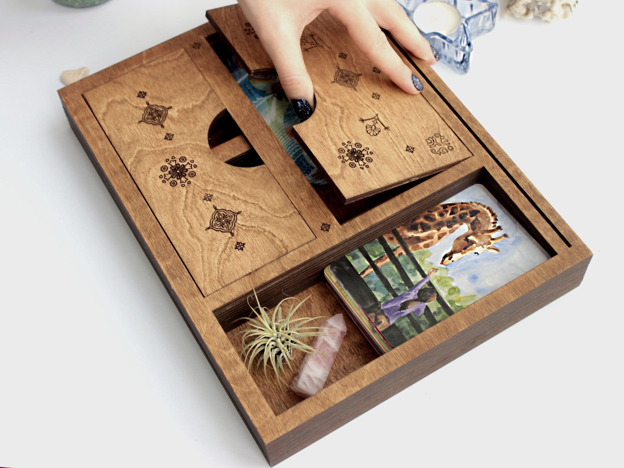 Large Tarot Card Box. Tarot Deck Box for Multiple Decks Storage. Wooden ...