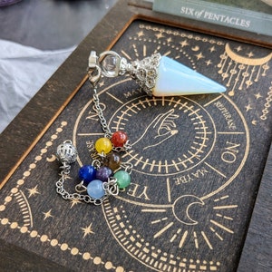 Divination Set Tarot Deck Box, Opal Crystal Pendulum and Dowsing Board Spiritual Gift. Birthday ...