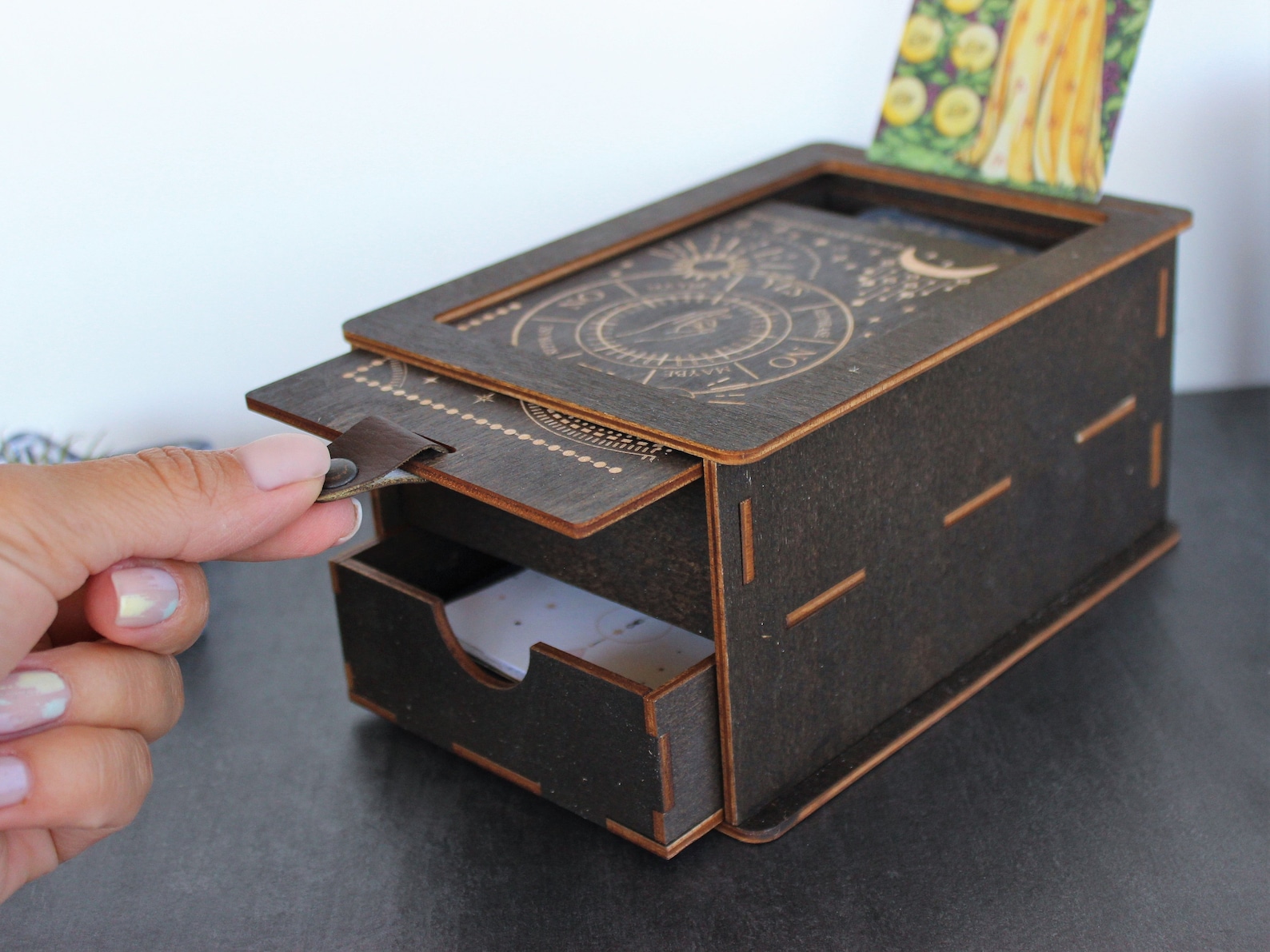 Double Tier Tarot Deck Box With a Pendulum Board Lid. Tarot - Etsy