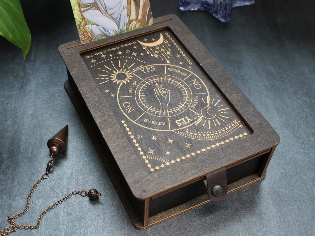 Tarot Card Box With a Pendulum Board Lid. Best Friend Birthday Gift for ...