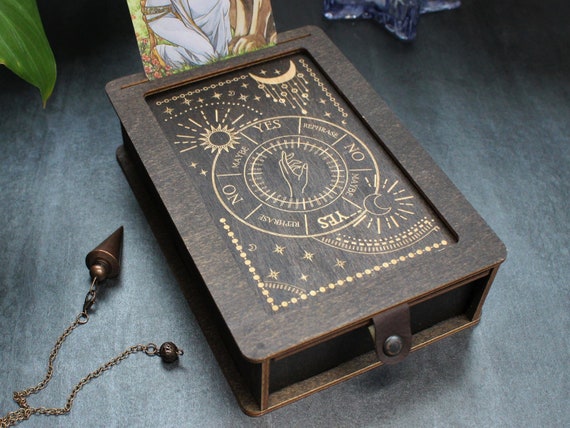 Tarot Card Box With a Pendulum Board Lid. Best Friend Birthday - Etsy