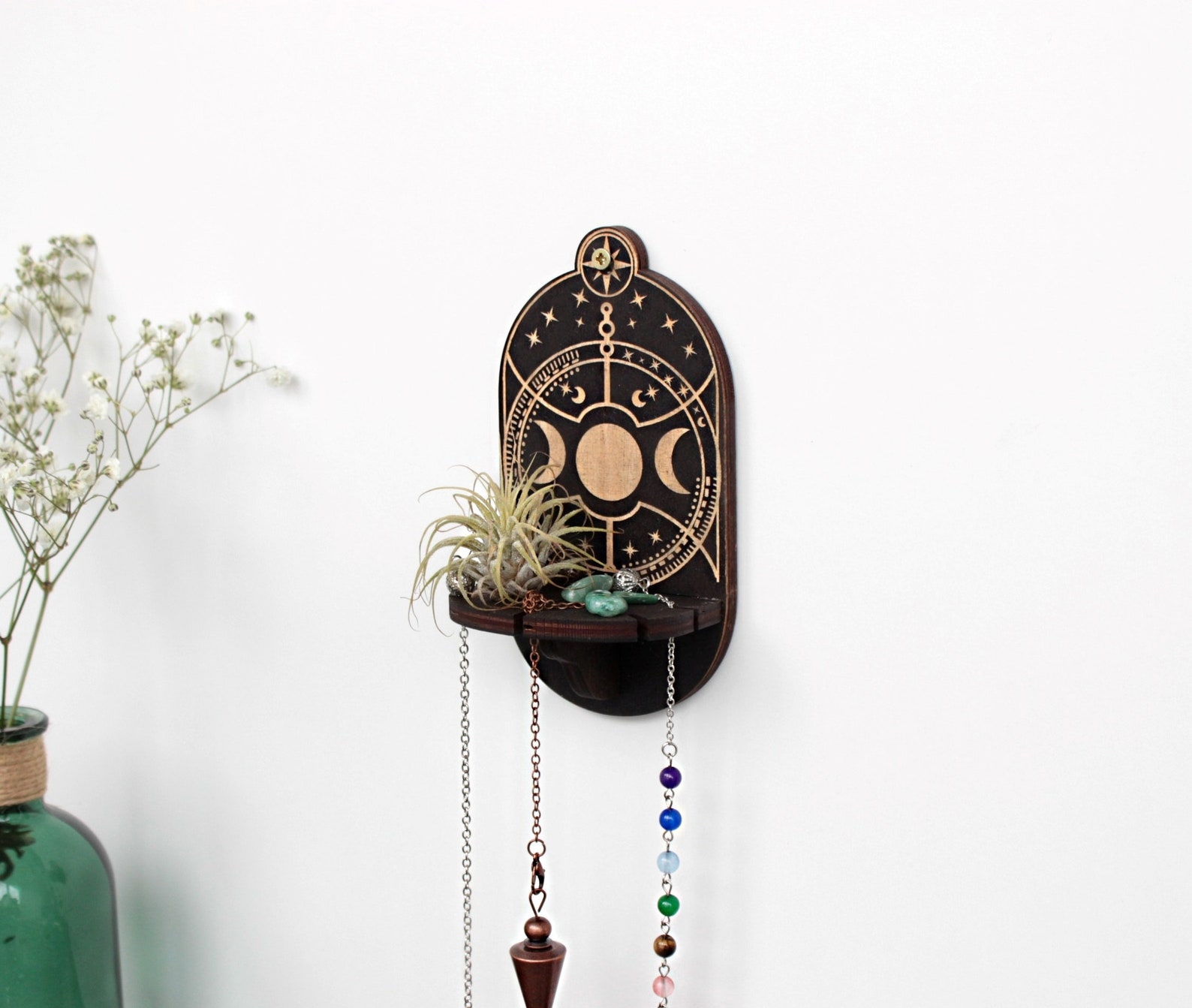 Pendulum Stand Wall Hanging With Moon Phases Mini Crystal - Etsy