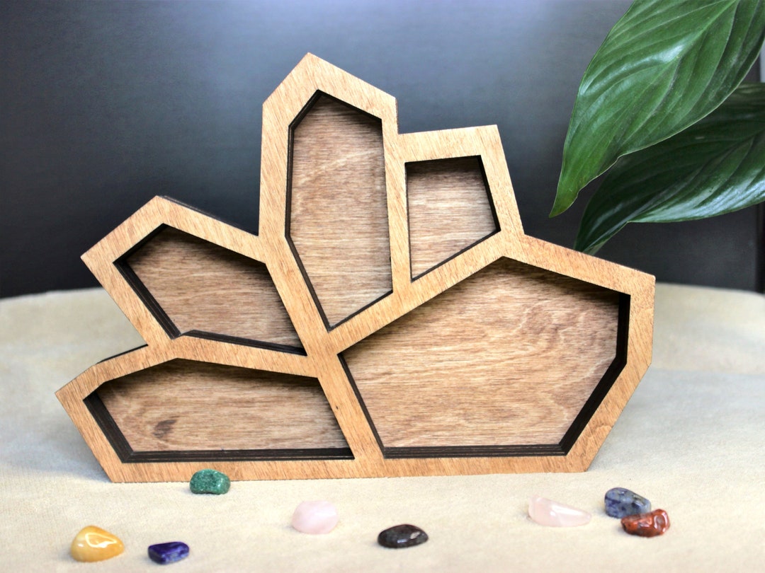 Crystal Shelf Tabletop / Crystal Tray / Wooden Tray Crystal Storage and ...