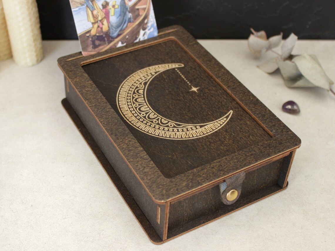 Mandala Moon Tarot Box With Tarot Card Stand | Etsy