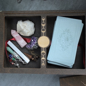 Double Oracle or Large Tarot Deck Box With Lid Moon Phases Hummingbirds ...
