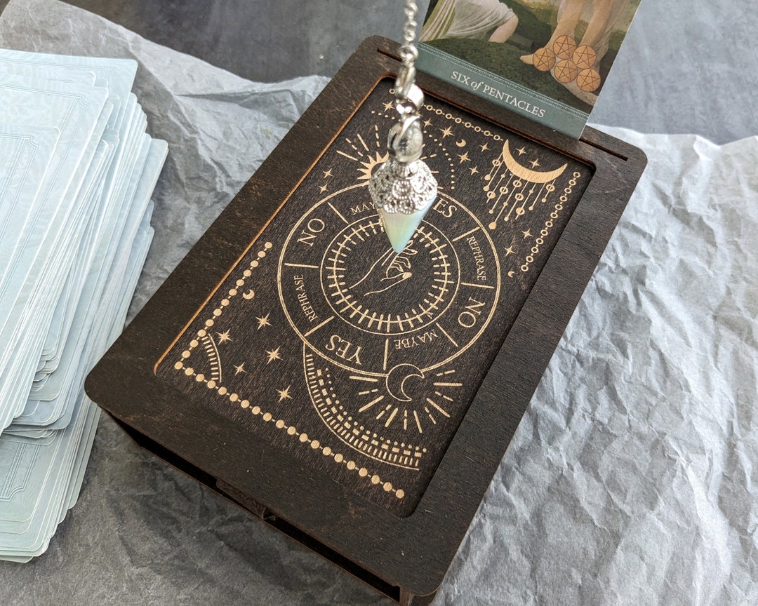 Divination Set Tarot Deck Box, Opal Crystal Pendulum and Dowsing Board ...