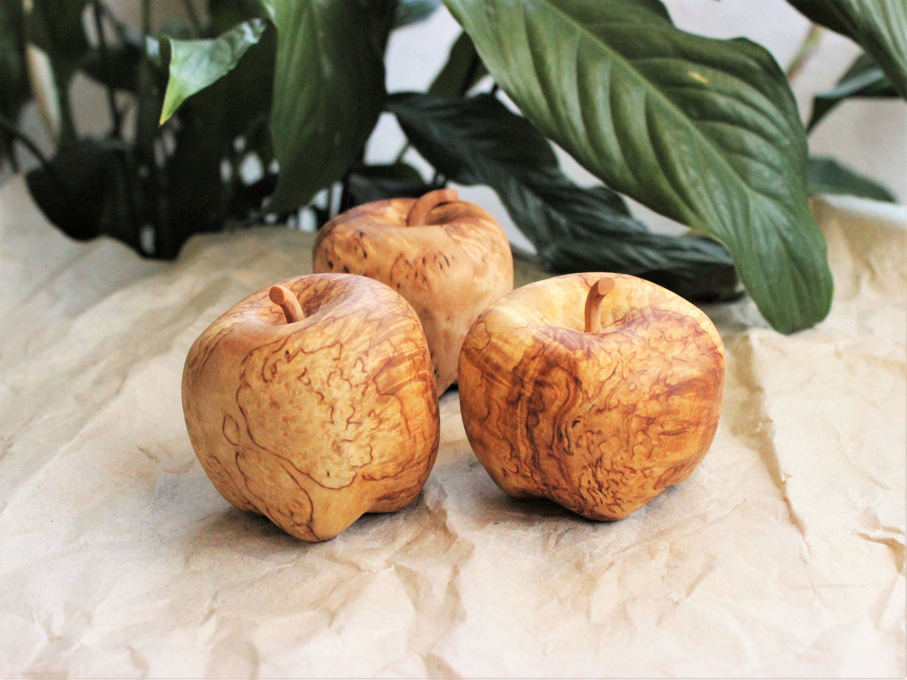 Wooden Apples Carved Wood Fruit Teacher Gifts. Decorative - Etsy