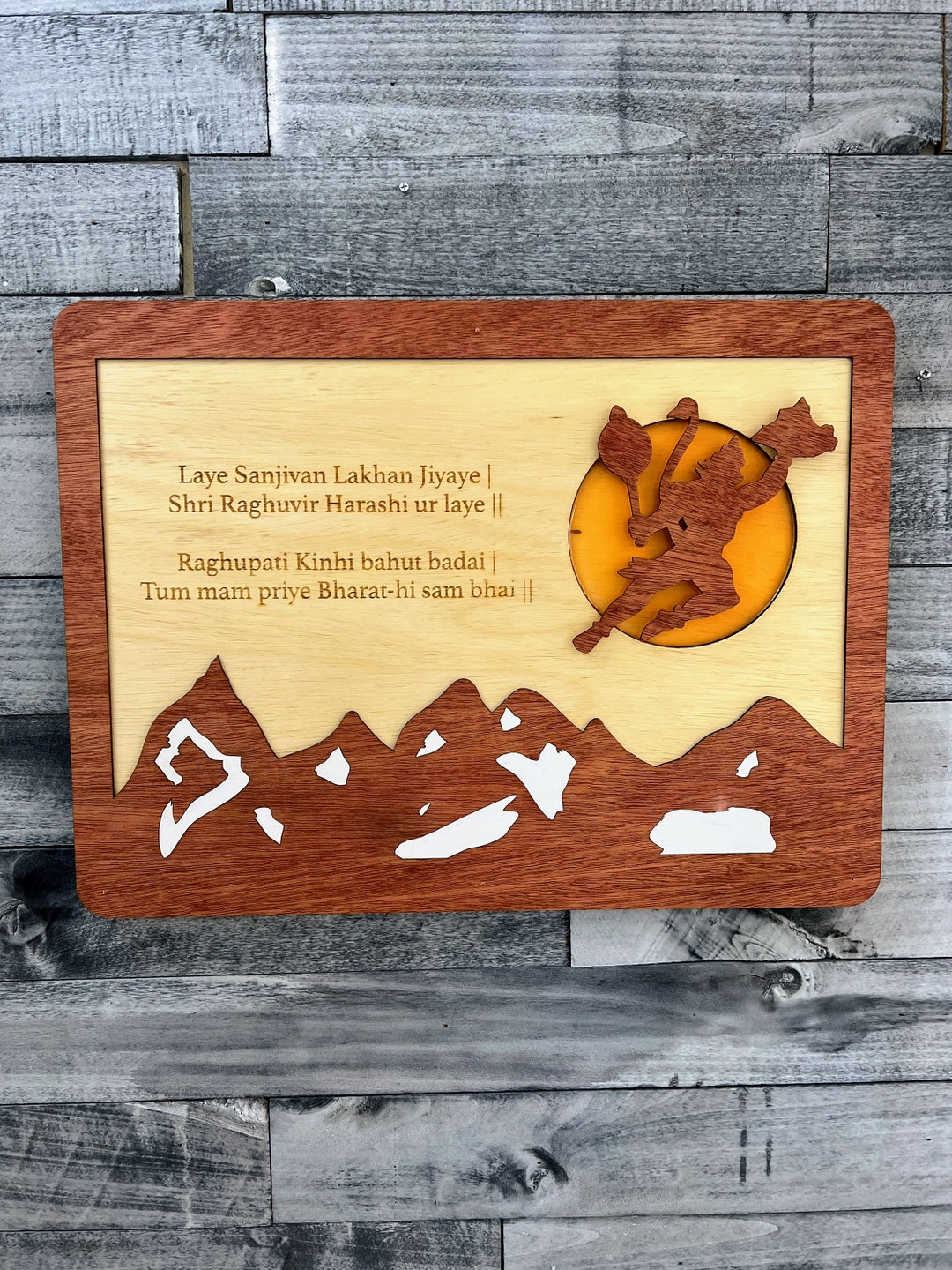 Large Hanuman Sign, Bajrangbali Wooden Art, Hanuman Wall Decor, Hindu ...