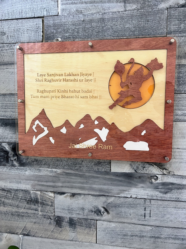 Large Hanuman Sign Bajrangbali Wooden Art Hanuman Wall - Etsy