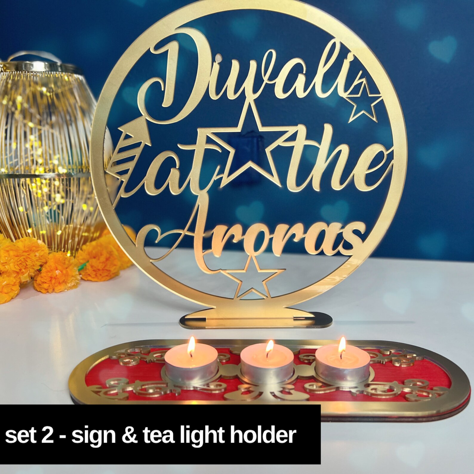 Diwali Decor Custom Elegant Dipawali Decor and Tea Light Holder Happy ...