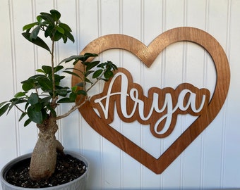 Wooden Name Sign Heart - Etsy
