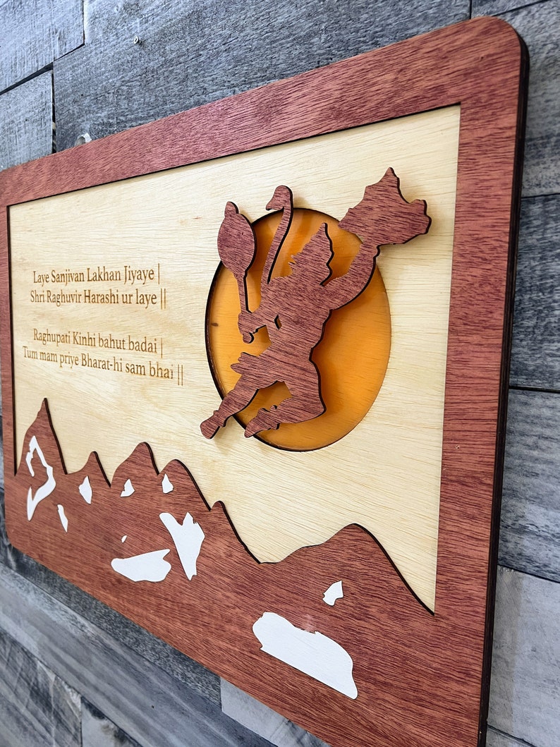 Large Hanuman Sign Bajrangbali Wooden Art Hanuman Wall - Etsy