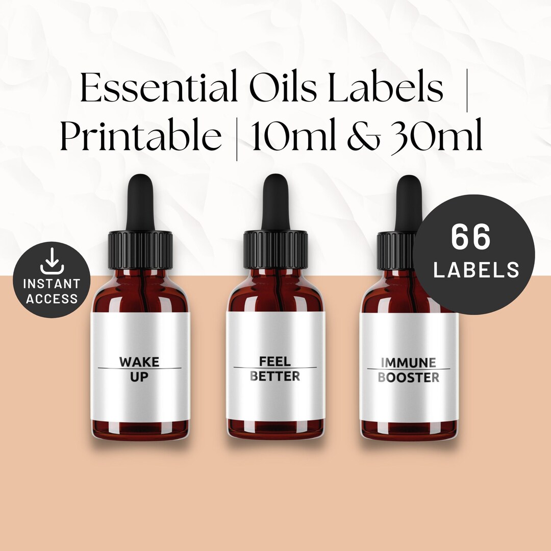 66 Essential Oils Labels , Printable Essentials Oils Label 10ml & 30ml ...