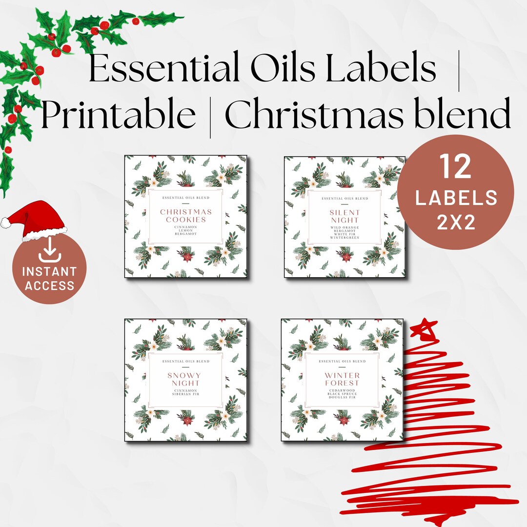 Essential Oils Labels Template | Christmas Oils Labels | Printable ...