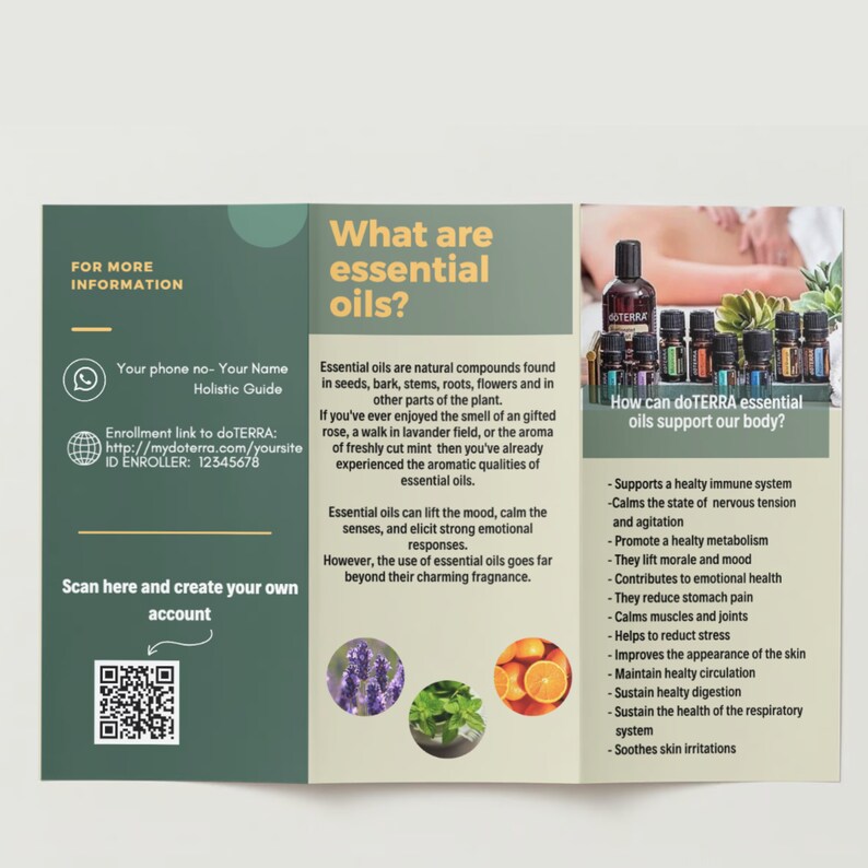 Trifold Custom Doterra Flyer, Essential Oils Flyer, Wellness Advocate ...
