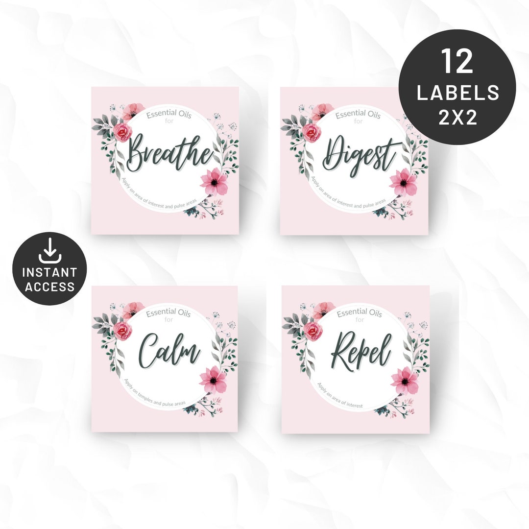 Essential Oils Labels , Printable Essentials Oils Label 2x2 ,DIY ...
