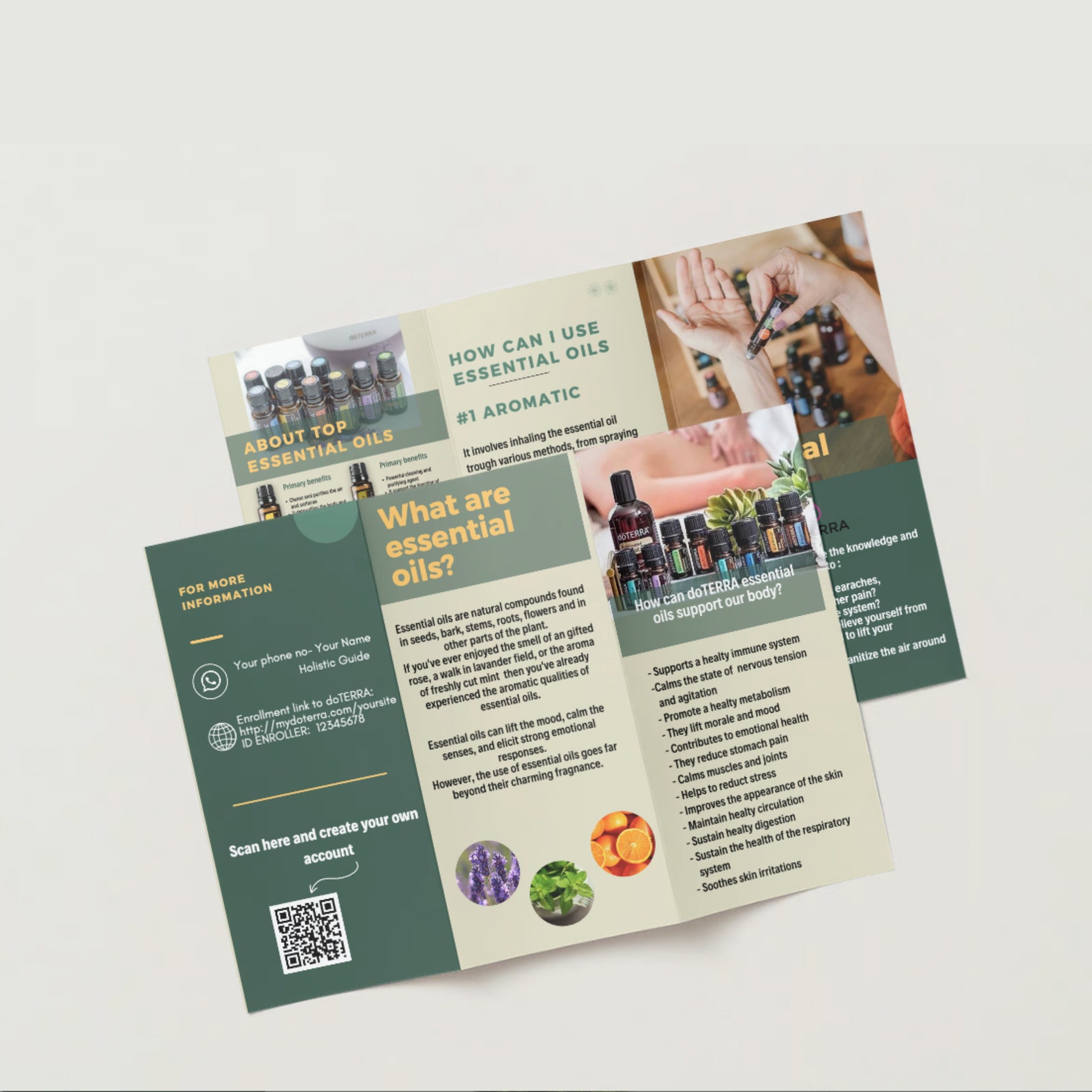 Trifold Custom Doterra Flyer, Essential Oils Flyer, Wellness Advocate ...