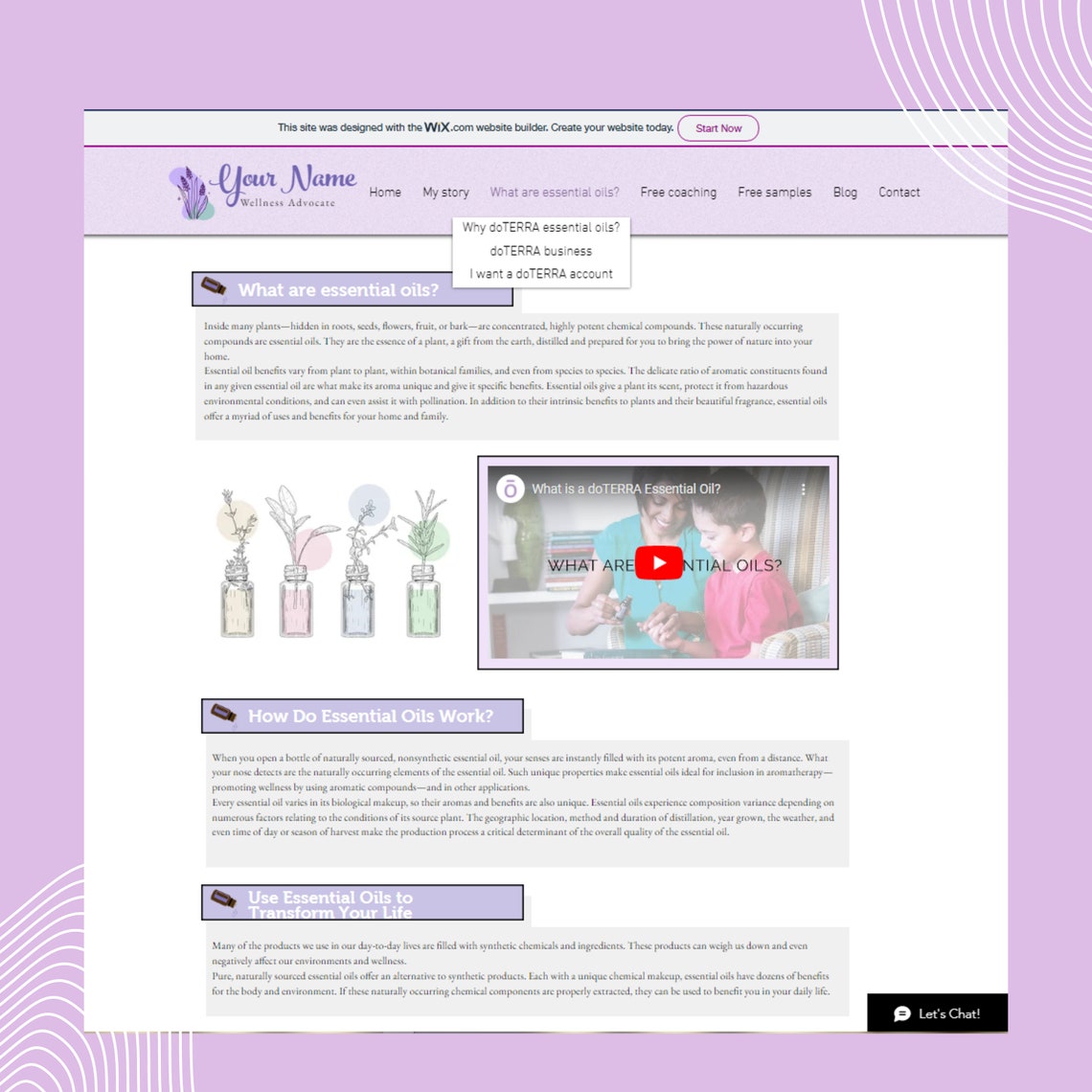 Doterra Business Website Template Wellness Advocate Website Wix Template Webiste Design Doterra ...