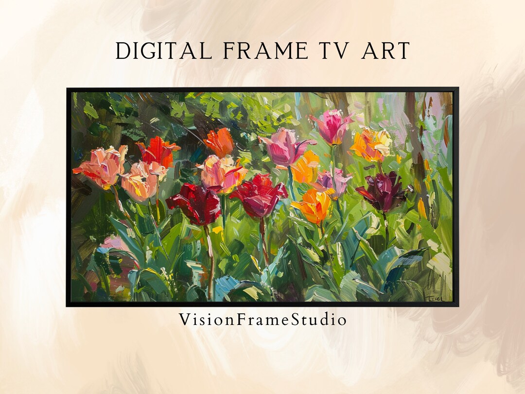 Vintage Tulips Oil Painting Fame TV Art Abstract Samsung Frame TV Art ...