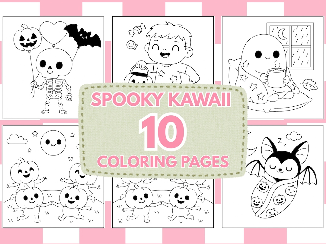 Spooky Kawaii Coloring Book – 10 Cute Halloween Pages for Kids & Adults ...