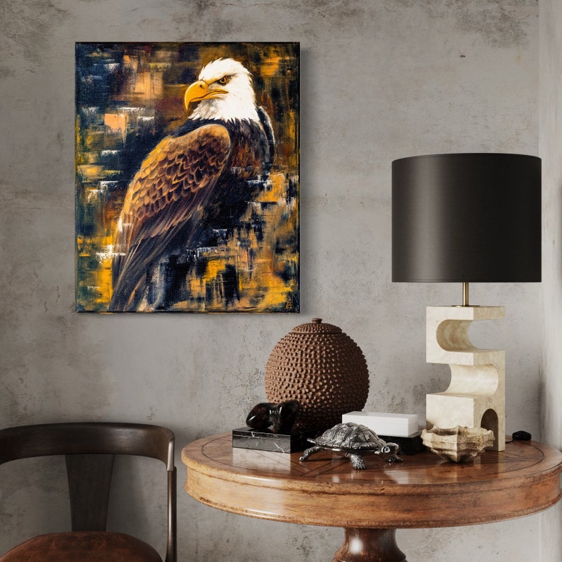 Original Oil Painting Eagle Bird Unique Animal Art Painting - Etsy