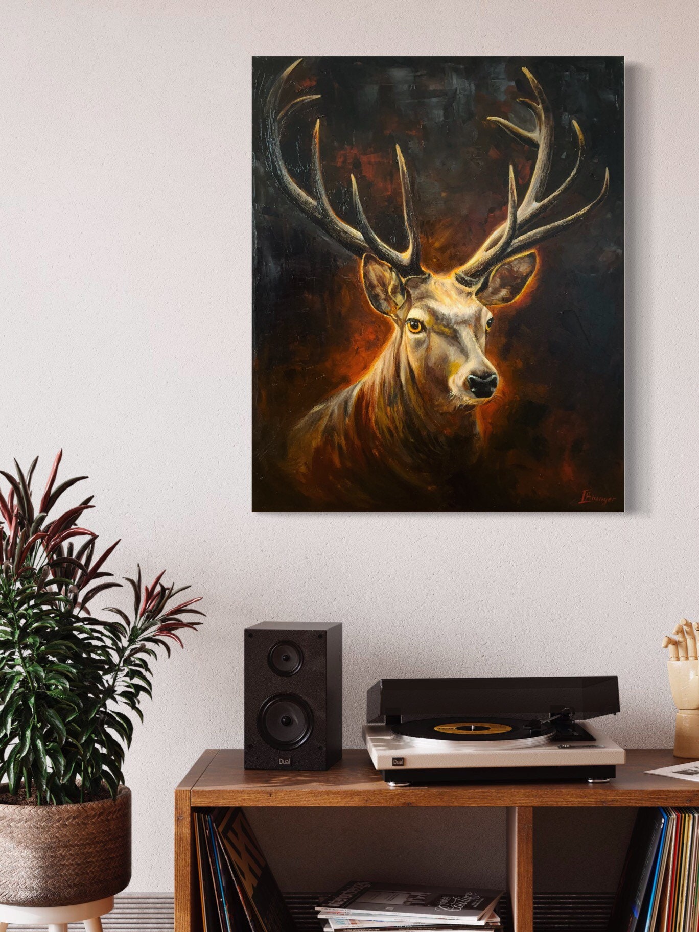 Original Oil Painting Deer Stag Unique Animal Art Painting Reindeer ...