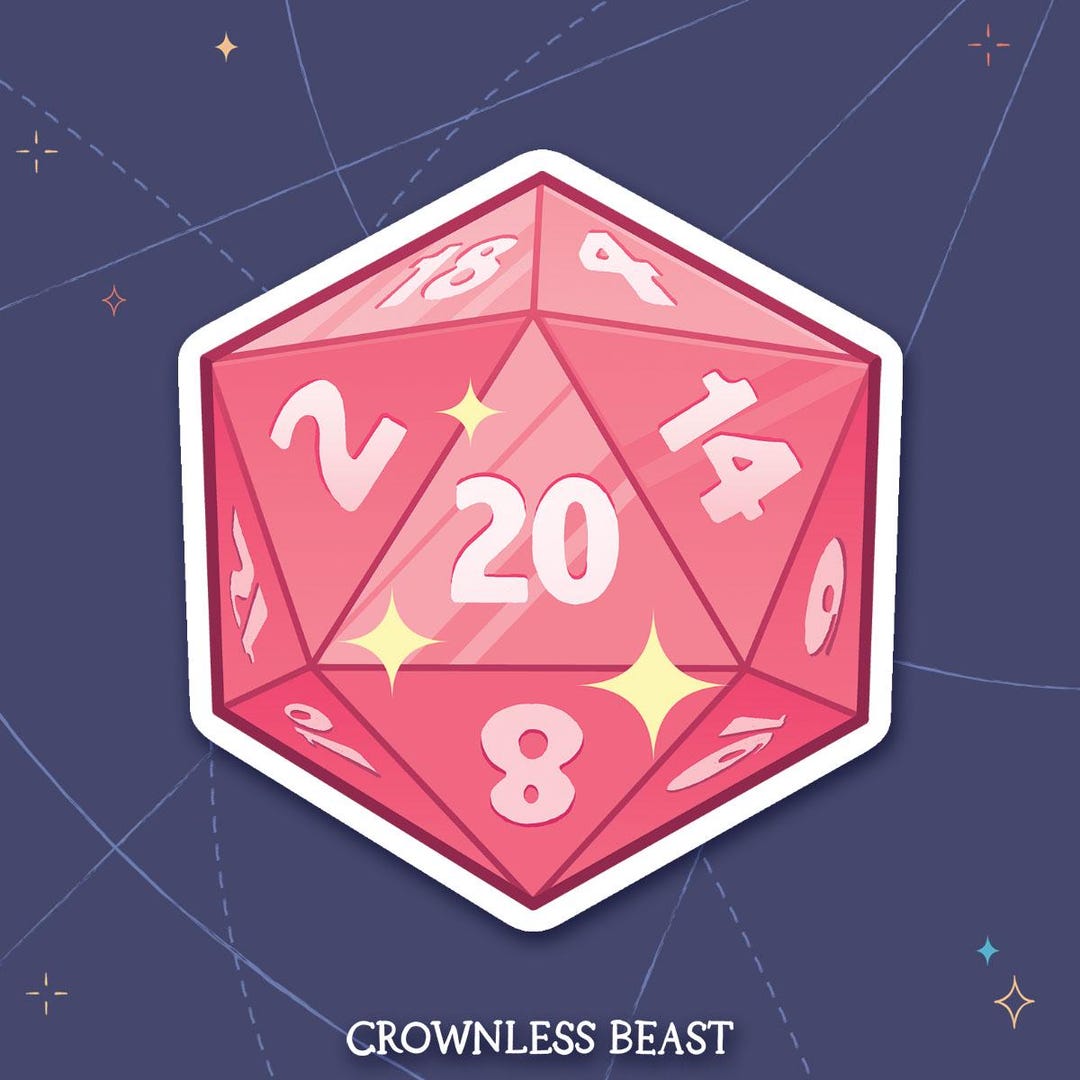 Pink Natural 20 Sticker | D20 20-sided Die - Etsy