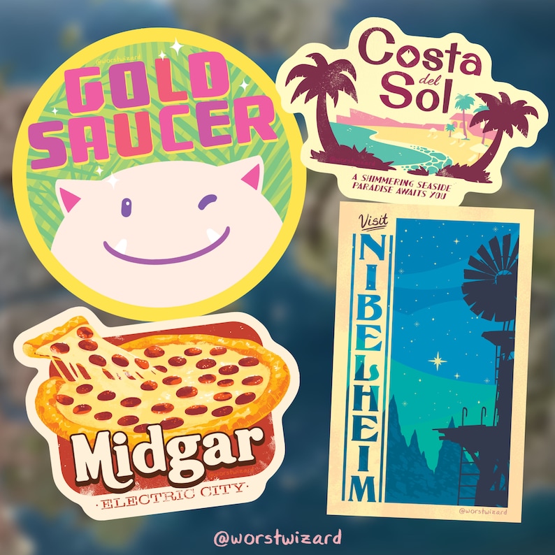 Final Fantasy VII Travel Sticker Pack | Nibelheim, Midgar, Costa Del ...