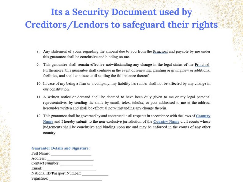 Professional Personal Guarantee Template | Legally Binding Loan ...