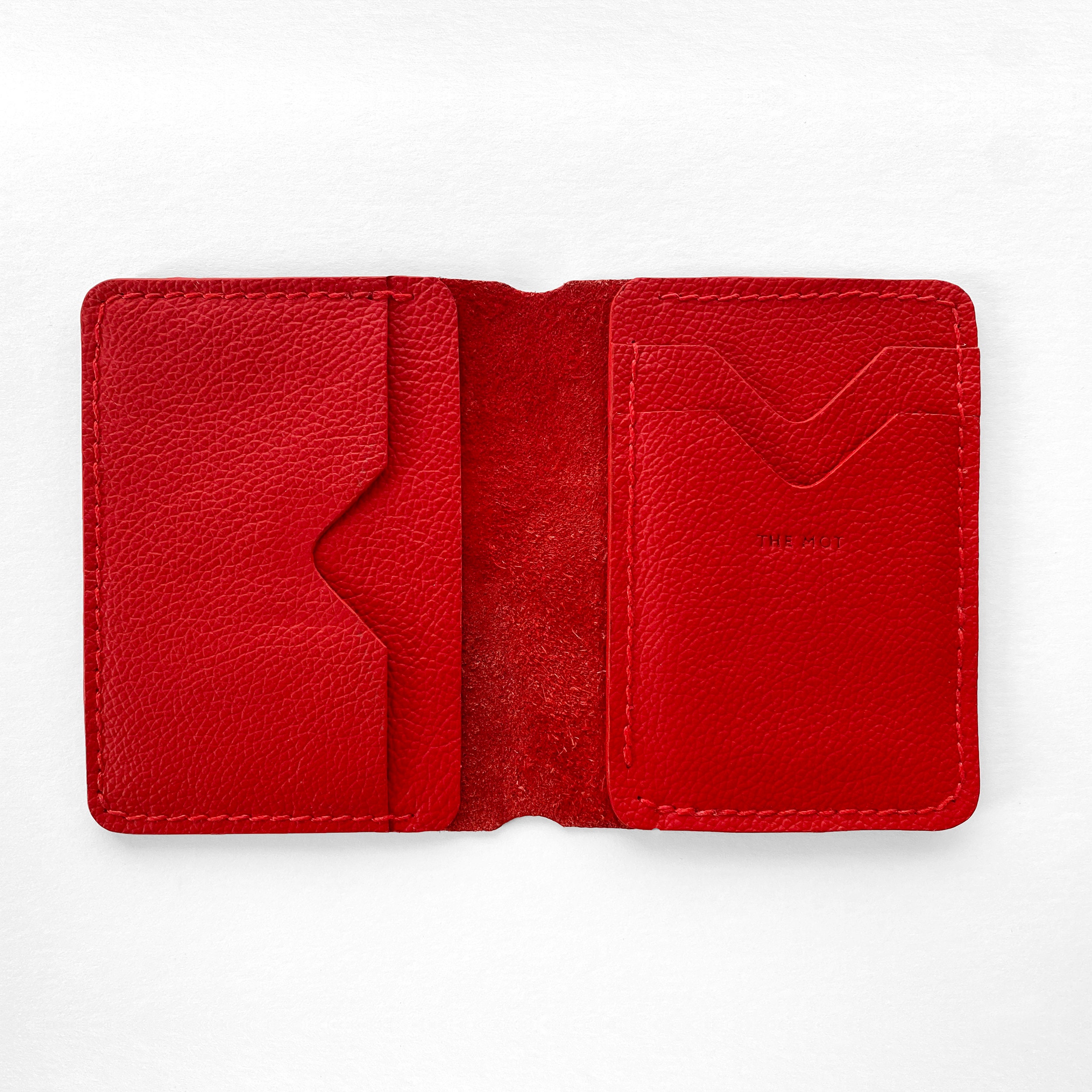 Red Leather Bifold Wallet: Slim Card Holder - Etsy