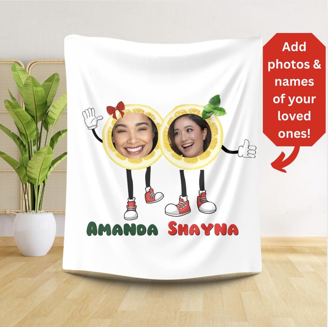 Funny Best Friends Lemons Custom Faces & Names Blanket for Food Lovers ...