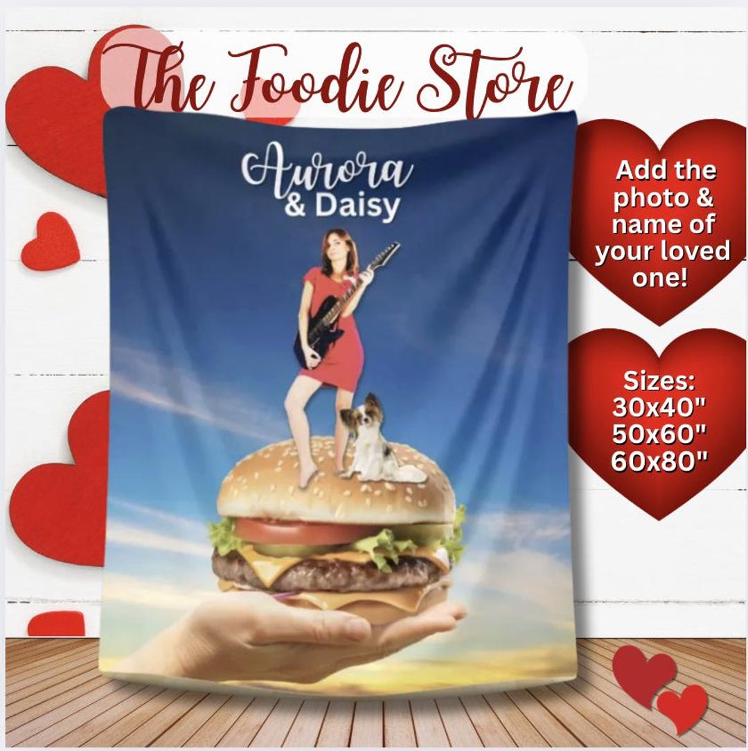 Personalized Gifts, Hamburguer Blanket With Photo & Name, Custom Burger ...